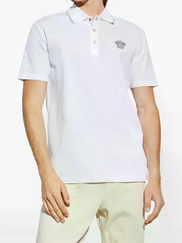 Versace Logo-embroidered Polo Shirt - White