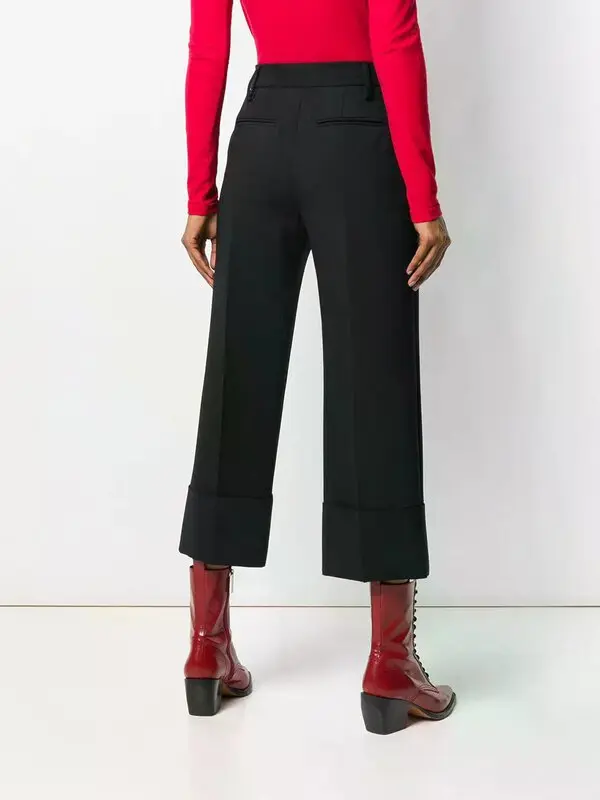 Valentino Garavani Pleated Cropped Trousers - Black