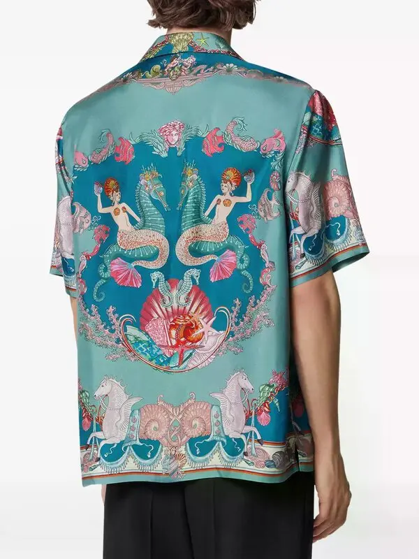 Versace Coral Theatre Silk Short-sleeve Shirt - Green