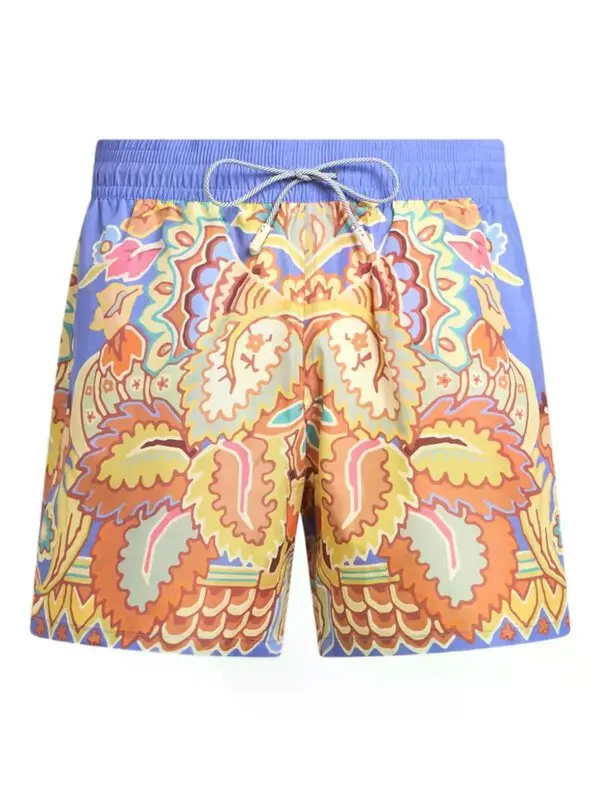 Etro Floral-print Swim Shorts - Blue