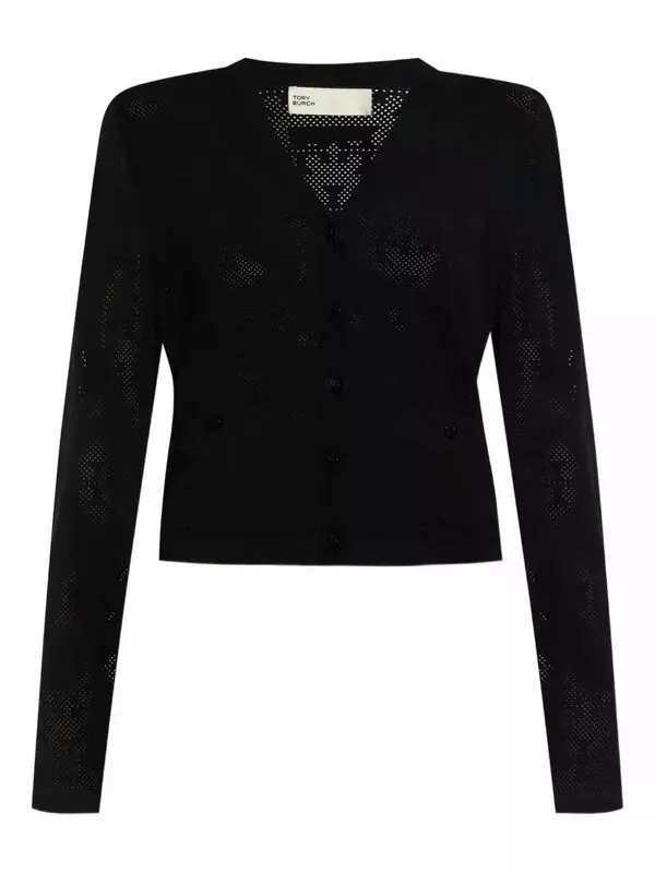 Tory Burch Logo-knit Cardigan - Black