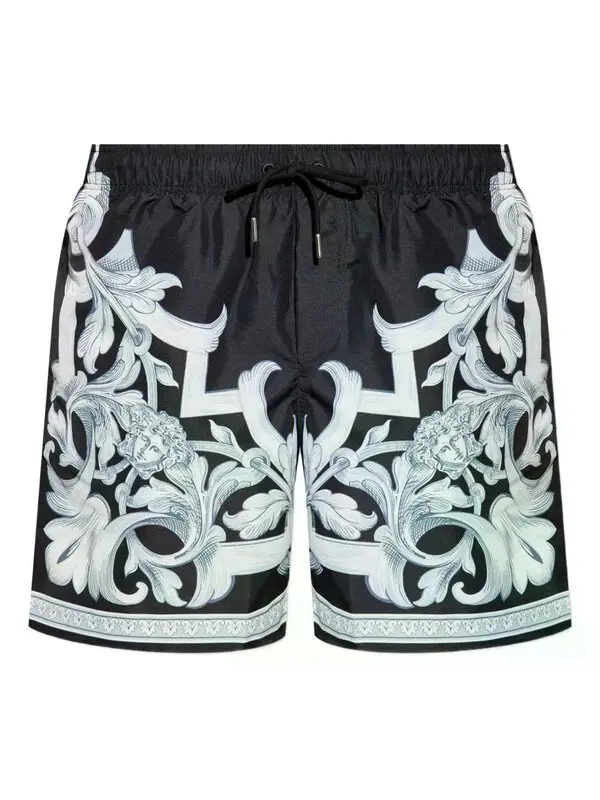 Versace Barocco-print Swim Shorts - Black