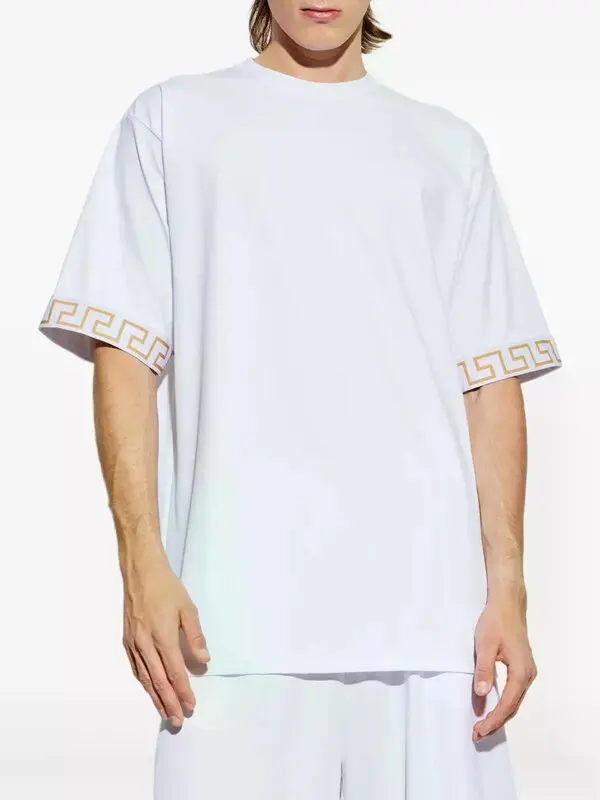 Versace Embellished-cuffs T-shirt - White