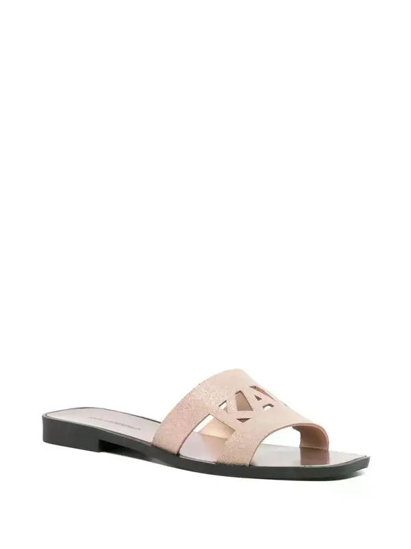 Karl Lagerfeld Skoot Ii Leather Flat Sandals - Neutrals
