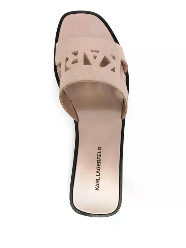 Karl Lagerfeld Skoot Ii Leather Flat Sandals - Neutrals