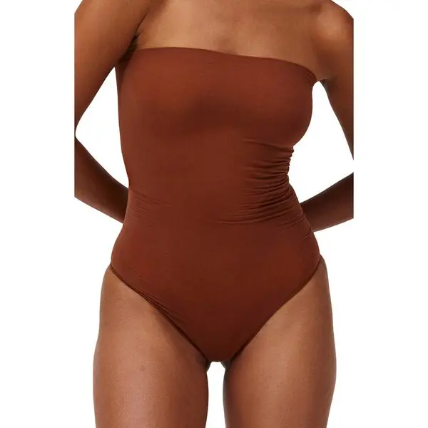 NOODY Ultra-thin Strapless Bodysuit - Brown