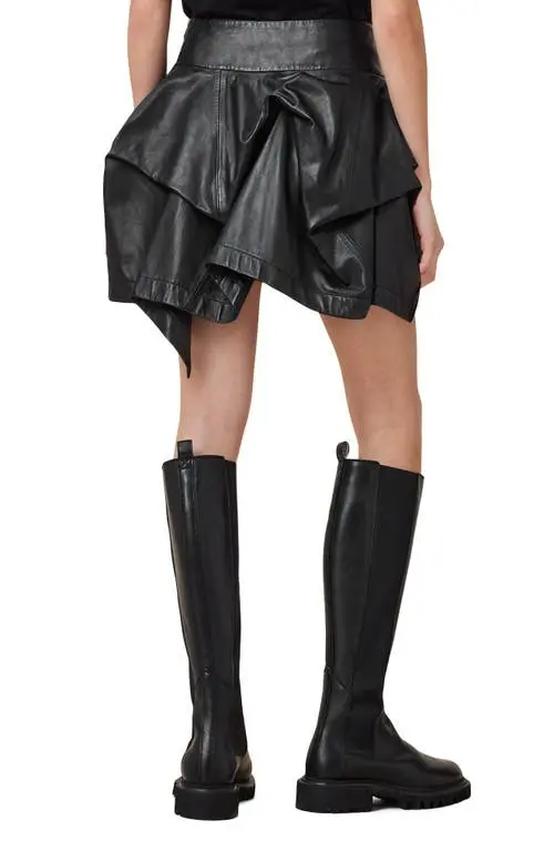 ALLSAINTS Hitch Ruched Leather Miniskirt