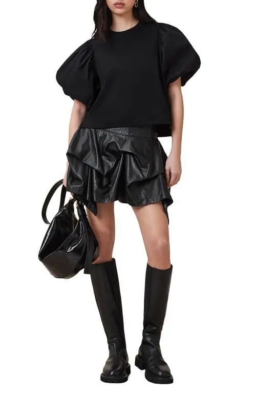 ALLSAINTS Hitch Ruched Leather Miniskirt