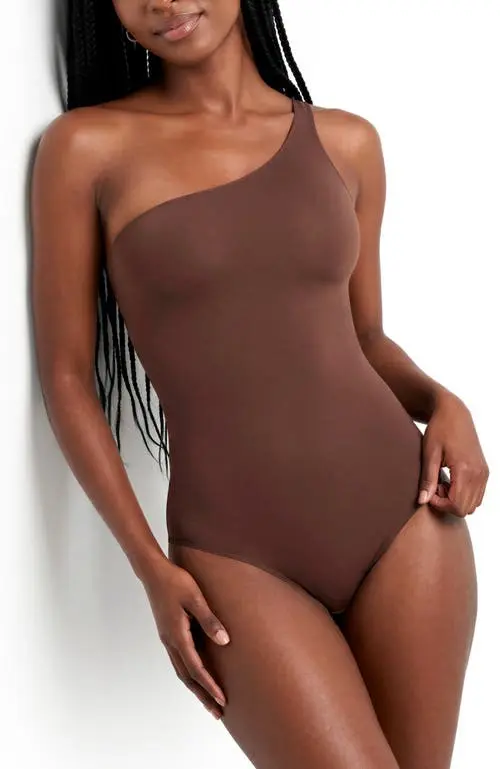 NOODY Seamless Forming One Shoulder Bodysuit - Espresso