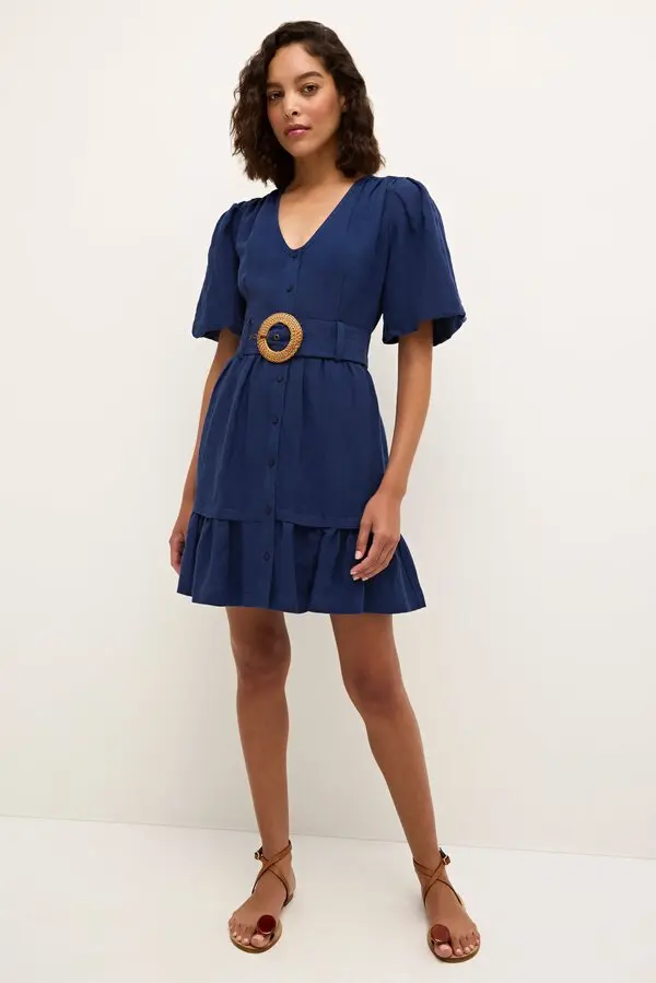 MARIE OLIVER Gwenyth Linen Blend Dress - Pacific