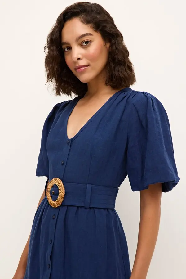 MARIE OLIVER Gwenyth Linen Blend Dress - Pacific