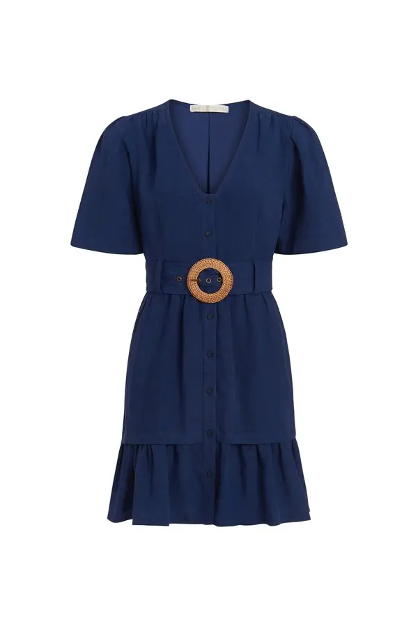 MARIE OLIVER Gwenyth Linen Blend Dress - Pacific