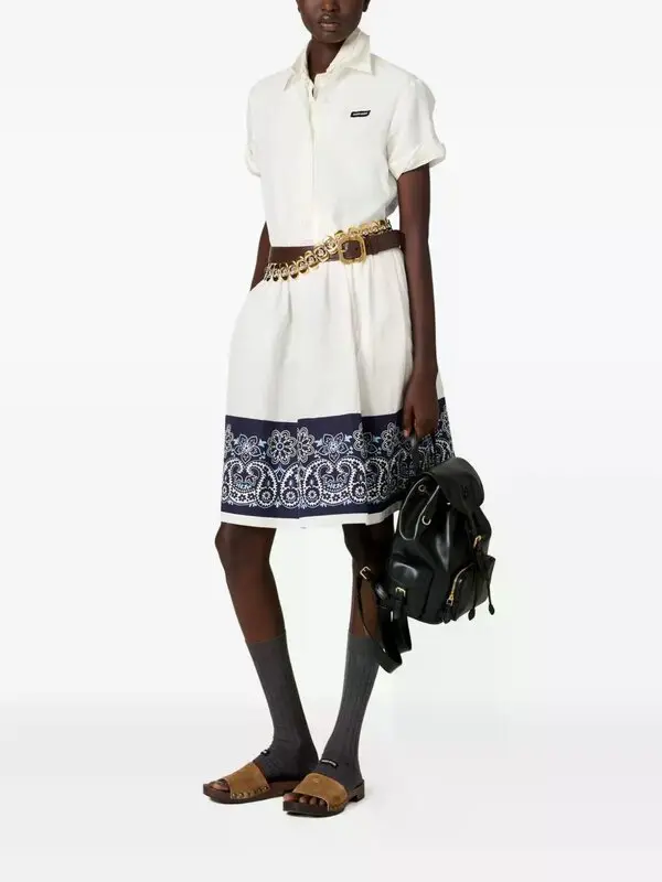 Miu Miu Bandana-print Poplin Midi Dress - White