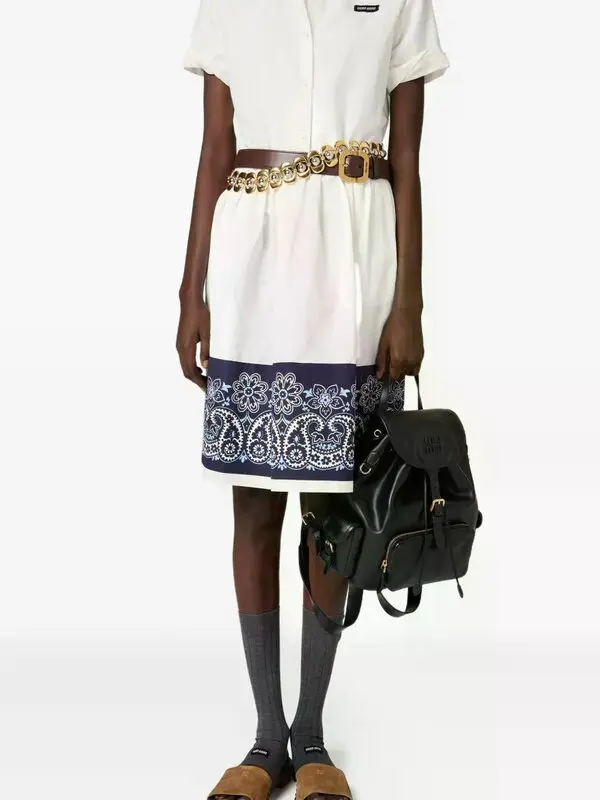 Miu Miu Bandana-print Poplin Midi Dress - White