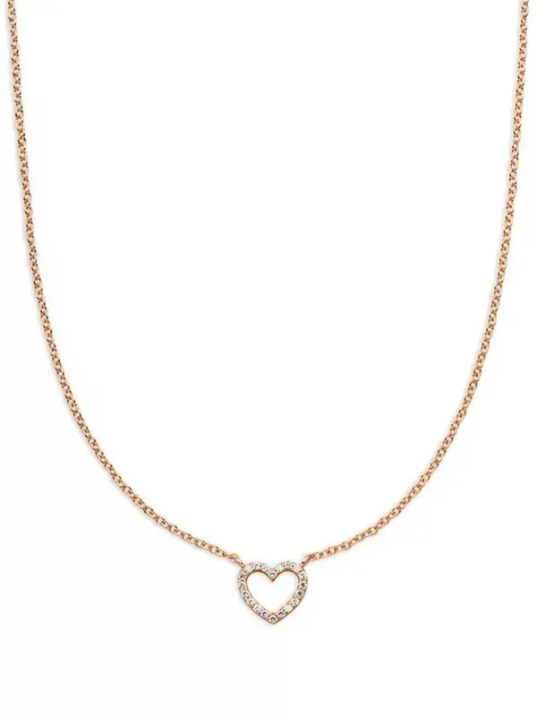 VEYNOU 14kt Rose Gold Diamond Heart Necklace - Pink