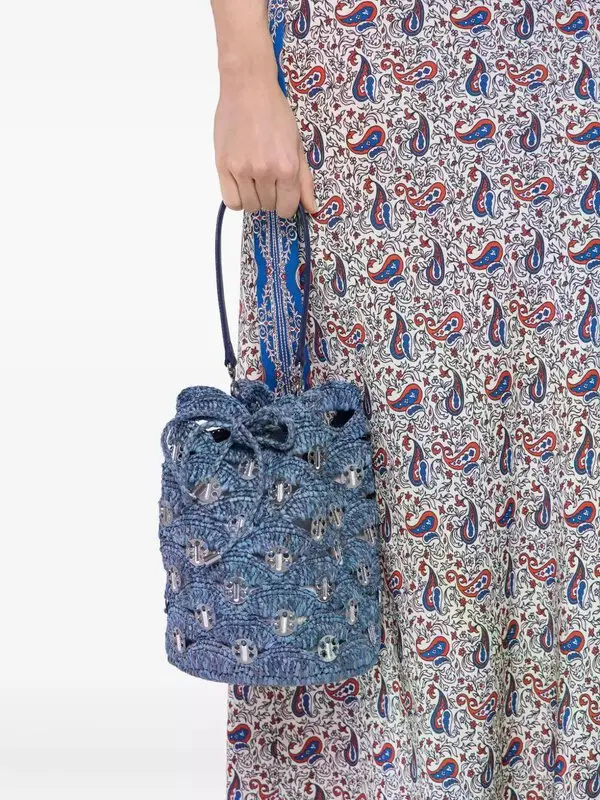 Rabanne Crochet Bucket Bag - Blue