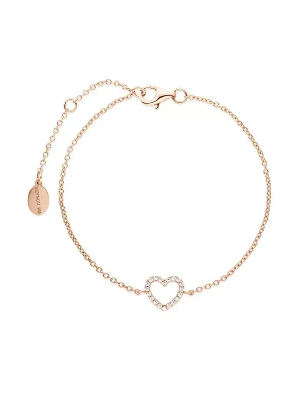 VEYNOU 14kt Rose Gold Diamond Heart Bracelet - Pink