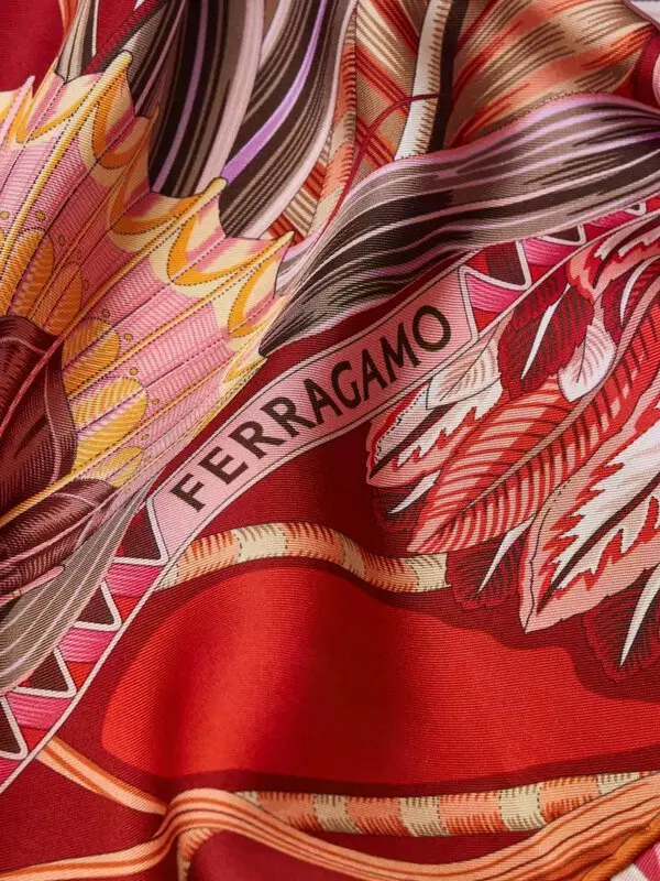 FERRAGAMO Graphic-print Silk Scarf - Red