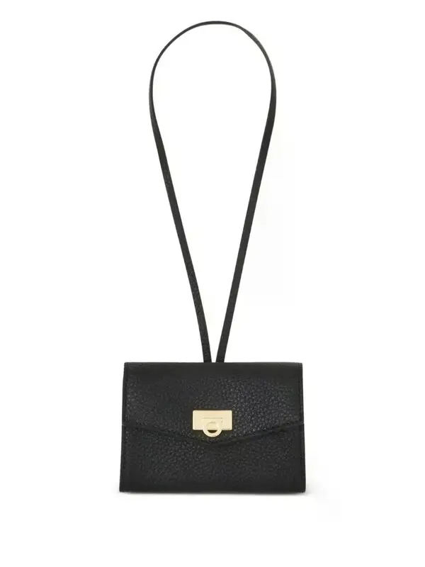 FERRAGAMO Leather Card Holder Charm - Black