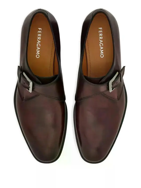 FERRAGAMO Leather Monk Shoes - Brown