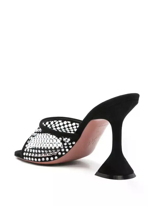 Amina Muaddi Lupita Leather Heeled Sandals - Black