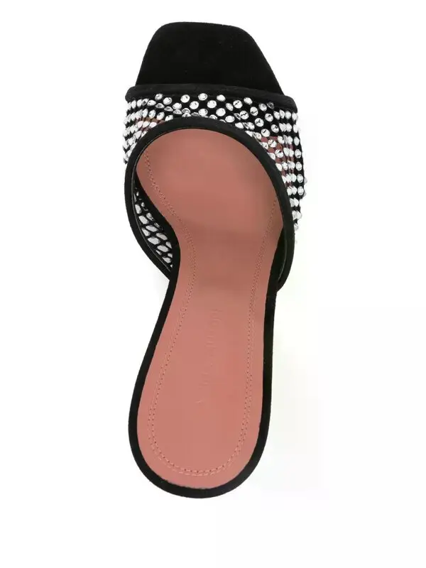 Amina Muaddi Lupita Leather Heeled Sandals - Black