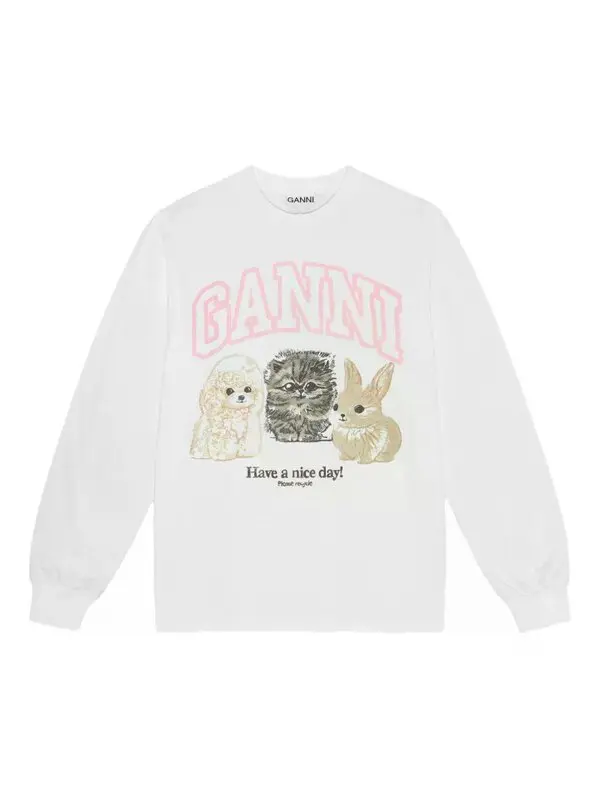 GANNI Graphic Print Sweatshirt - White