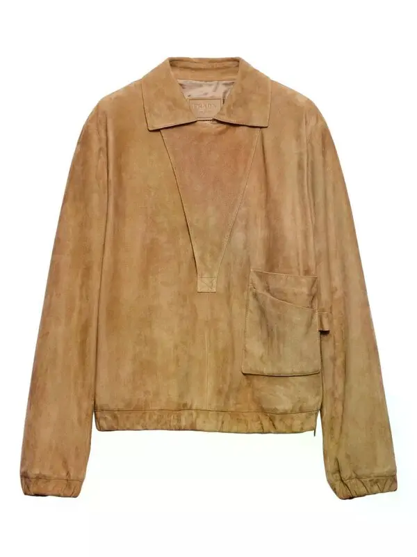 Prada Suede Blouson Jacket - Neutrals