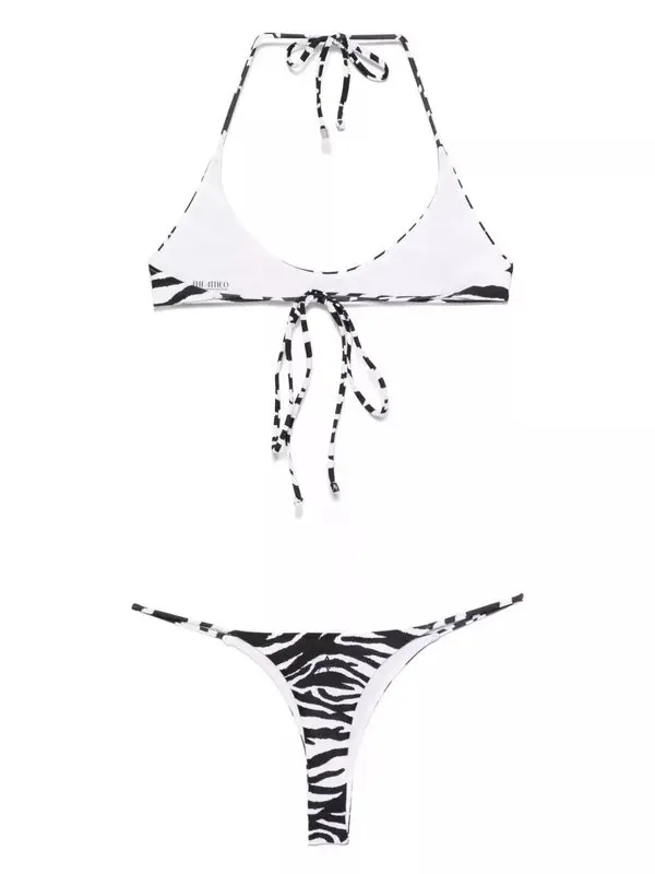 Attico Zebra-print Halterneck Bikini