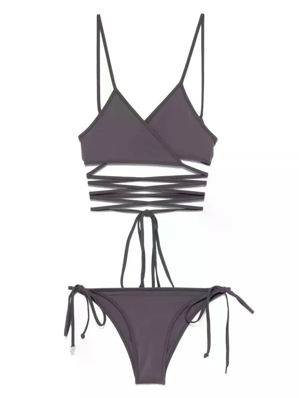Attico Lace-up Two-piece Bikini - Grey