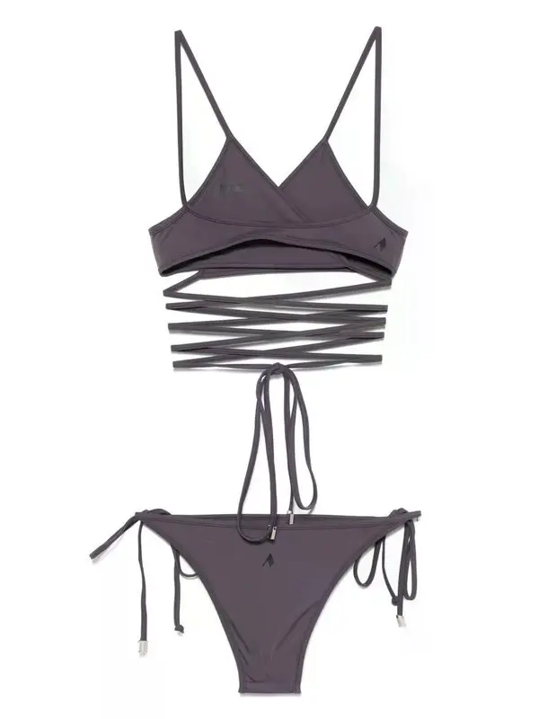 Attico Lace-up Two-piece Bikini - Grey