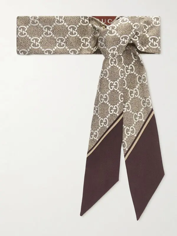 Gucci Printed Silk-twill Scarf - Neutrals