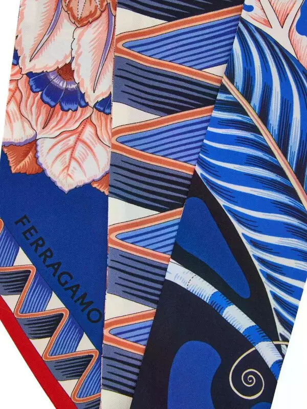 FERRAGAMO Graphic-print Silk Bandeau - Blue