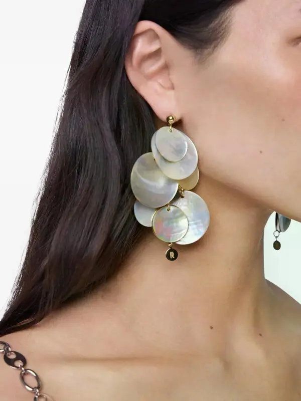 Rabanne Shell Discs Earrings - Neutrals