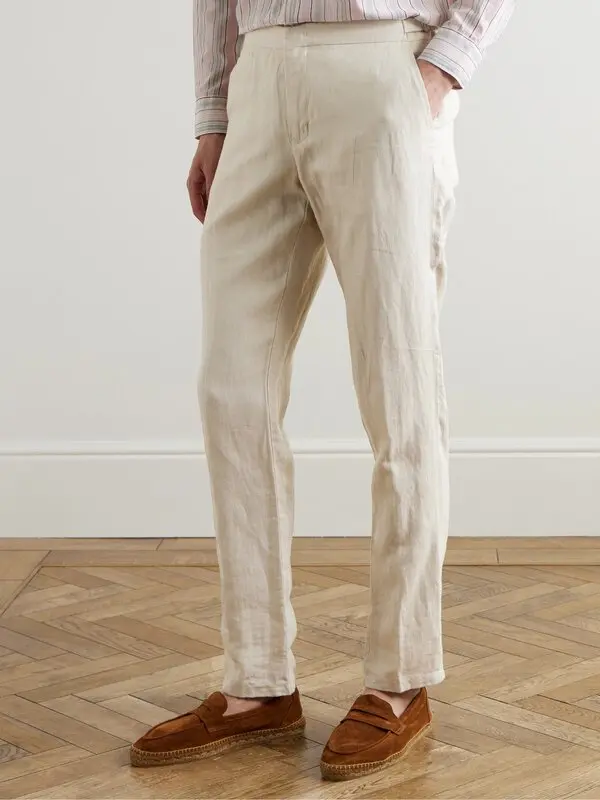 Orlebar Brown Griffon Tapered Linen Trousers - Neutrals