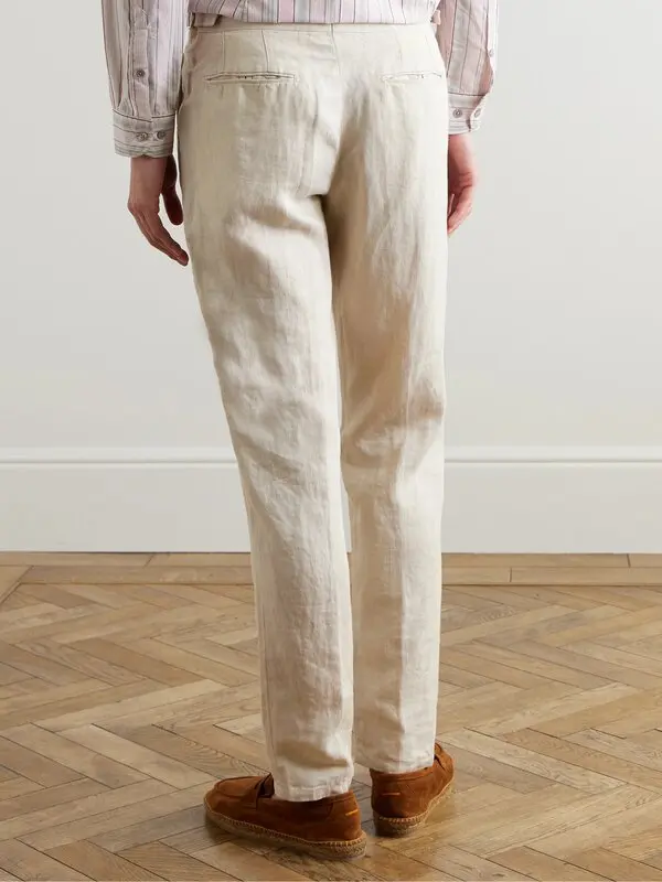 Orlebar Brown Griffon Tapered Linen Trousers - Neutrals
