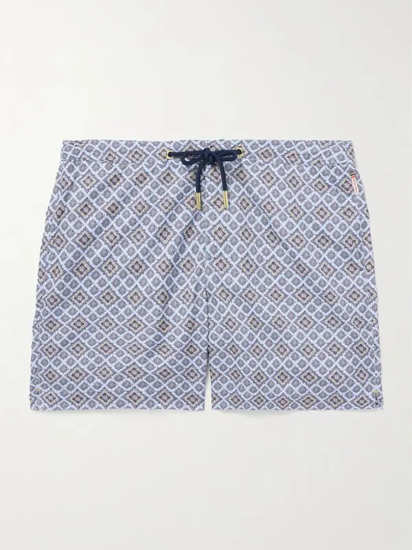 Orlebar Brown Bulldog Straight-leg Mid-length Printed Swim Shorts - Blue