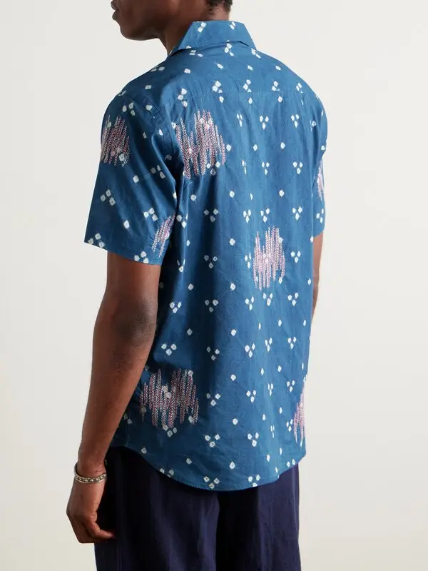 KARDO Lamar Convertible-collar Embroidered Printed Cotton-voile Shirt