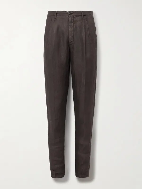 Boglioli Straight-leg Herringbone Linen Suit Trousers
