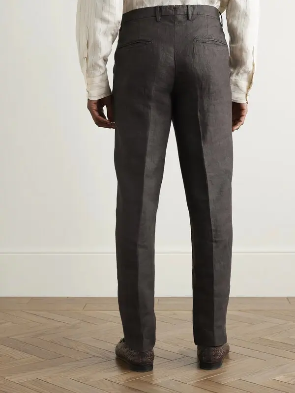 Boglioli Straight-leg Herringbone Linen Suit Trousers