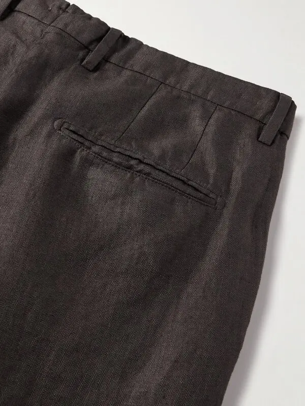 Boglioli Straight-leg Herringbone Linen Suit Trousers
