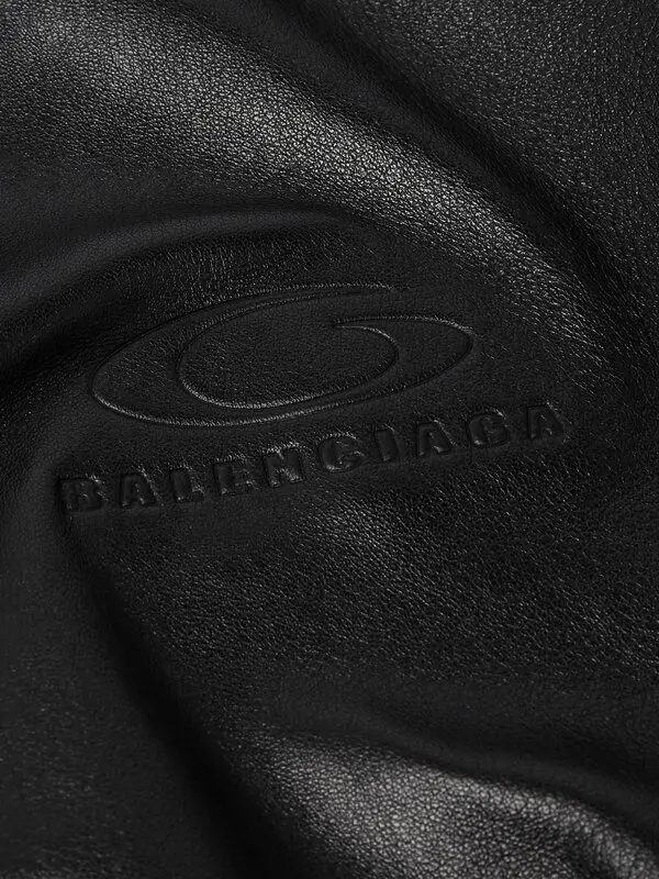 Balenciaga Oversized Logo-debossed Leather Hooded Jacket