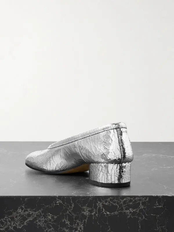MAISON MARGIELA Tabi Ballerina Split-toe Metallic Cracked-leather Pumps