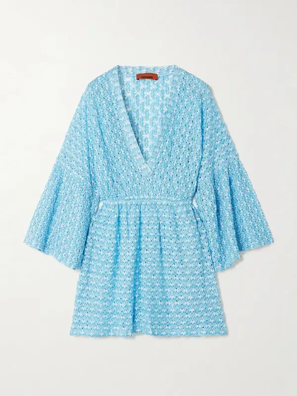 Missoni Mare Metallic Crochet-knit Kaftan - Blue