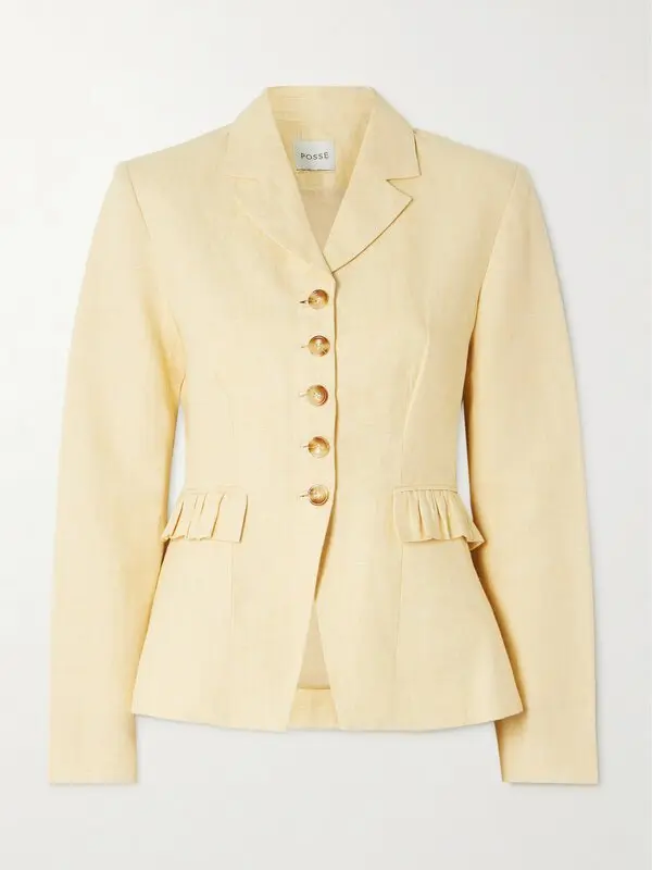 posse - Matilda Ruffled Linen Blazer