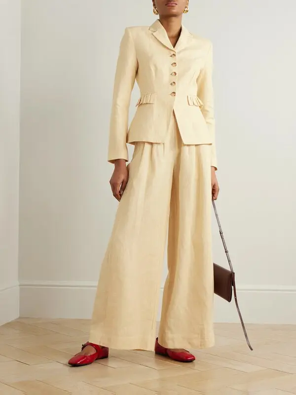 posse - Matilda Ruffled Linen Blazer