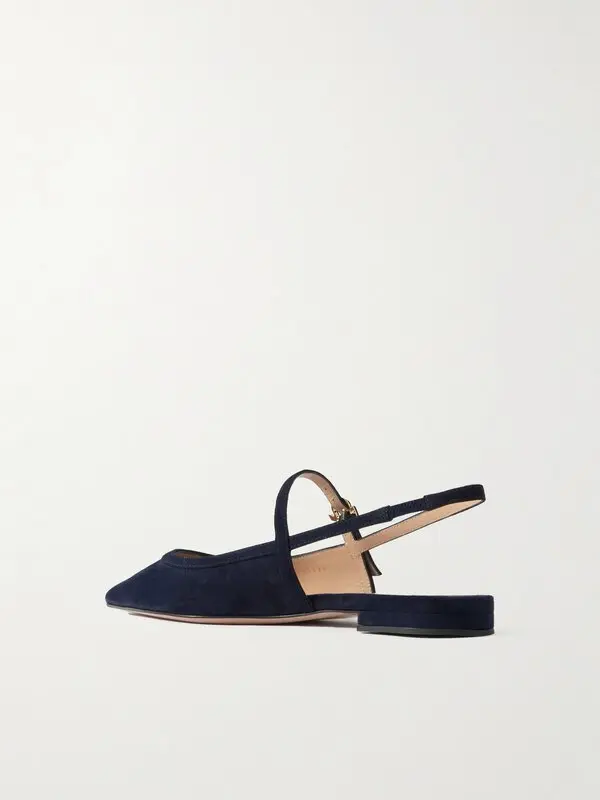 GIANVITO ROSSI Buckled Suede Slingback Flats