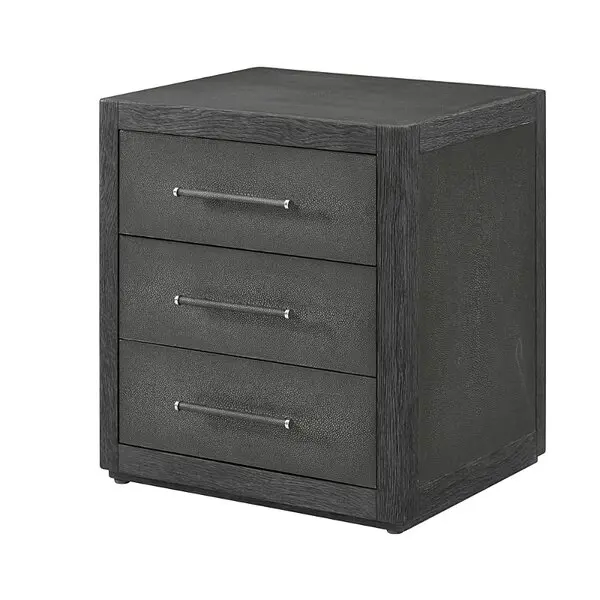 THEODORE ALEXANDER Maxwell Three Drawer Nightstand - Obsidian