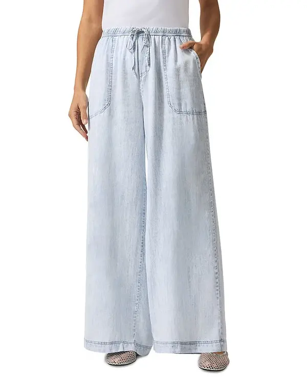 Splendid Angie Drawstring Palazzo Pants - Bleached Indigo