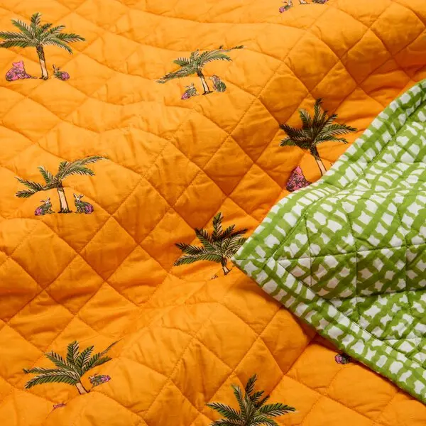 CONIGLIO PALM BEACH Wavy Gingham Reversible Quilt - Petit Palm
